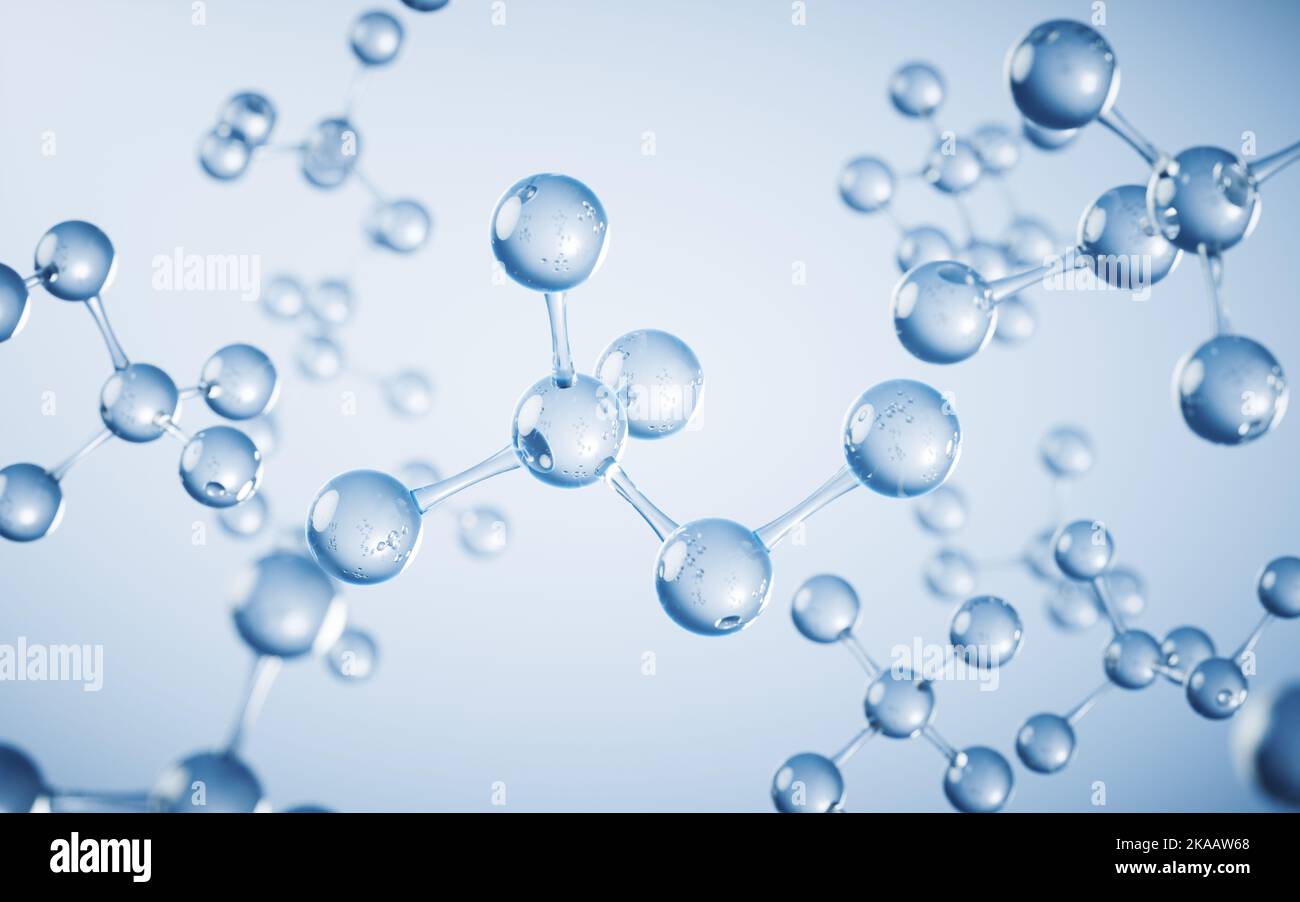 Molecules with blue background, 3d rendering. Digital drawing Stock ...
