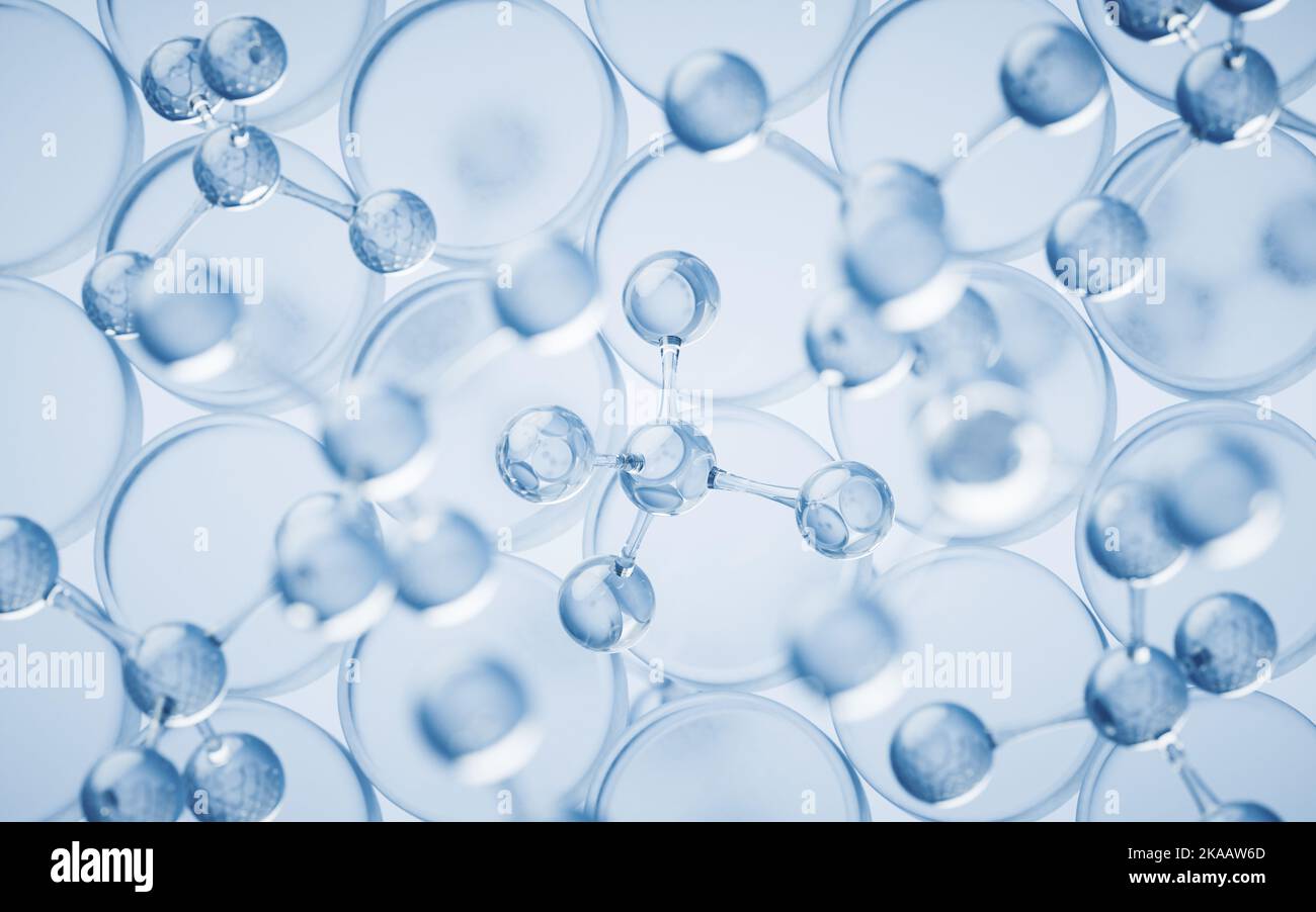 Molecules with blue background, 3d rendering. Digital drawing Stock ...