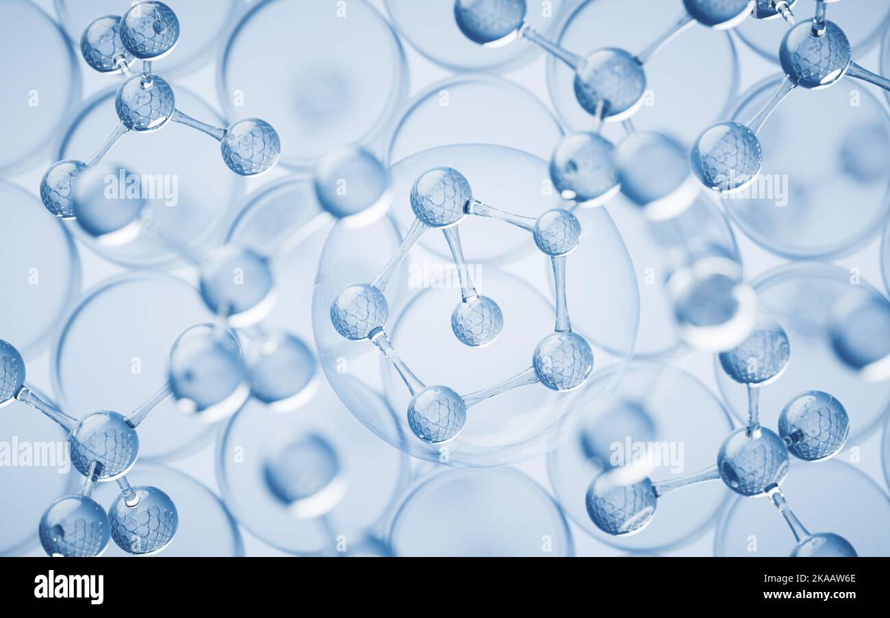 Molecules with blue background, 3d rendering. Digital drawing Stock ...