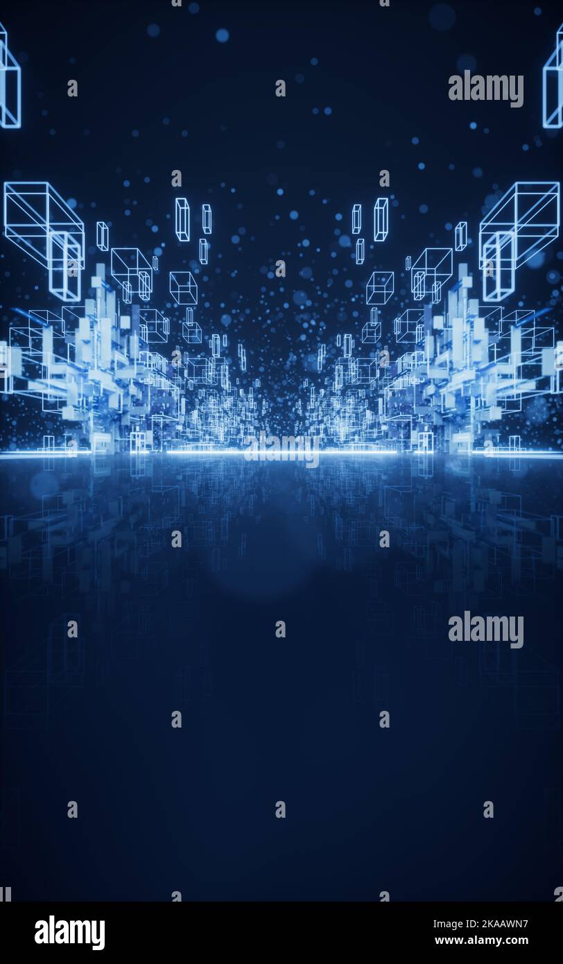 Digital geometry with empty ground, 3d rendering. Digital drawing Stock ...