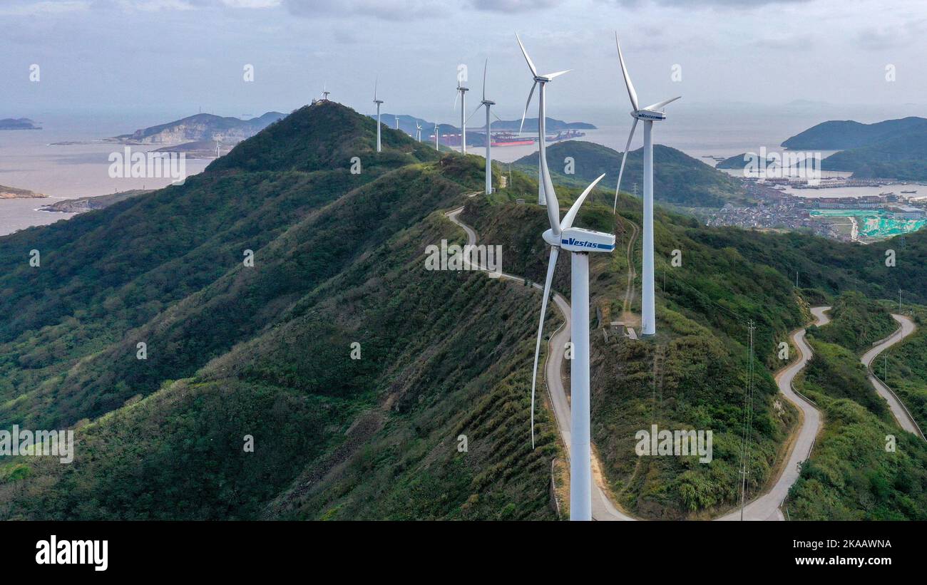 ZHOUSHAN, CHINA - NOVEMBER 1, 2022 - An aerial photo shows wind ...