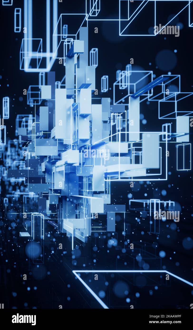 Science and technology line structure, 3d rendering. Computer 3d ...