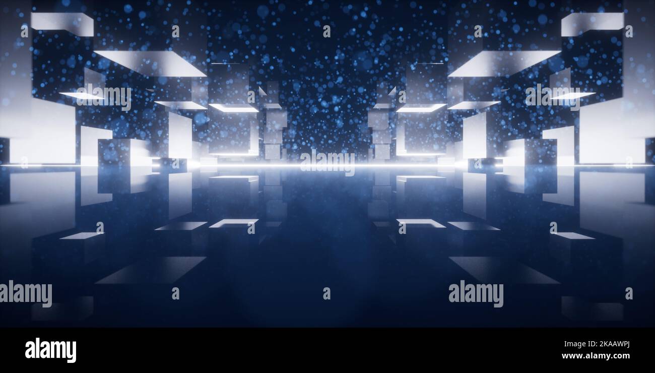 Digital geometry with empty ground, 3d rendering. Digital drawing Stock ...