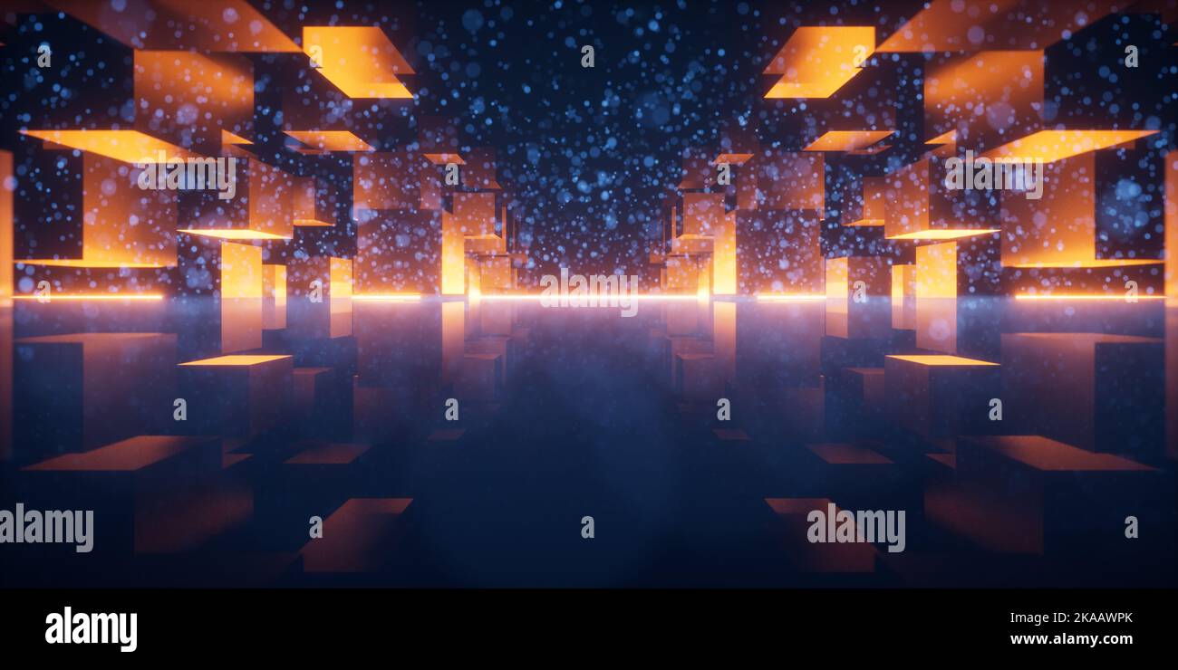 Digital geometry with empty ground, 3d rendering. Digital drawing Stock ...