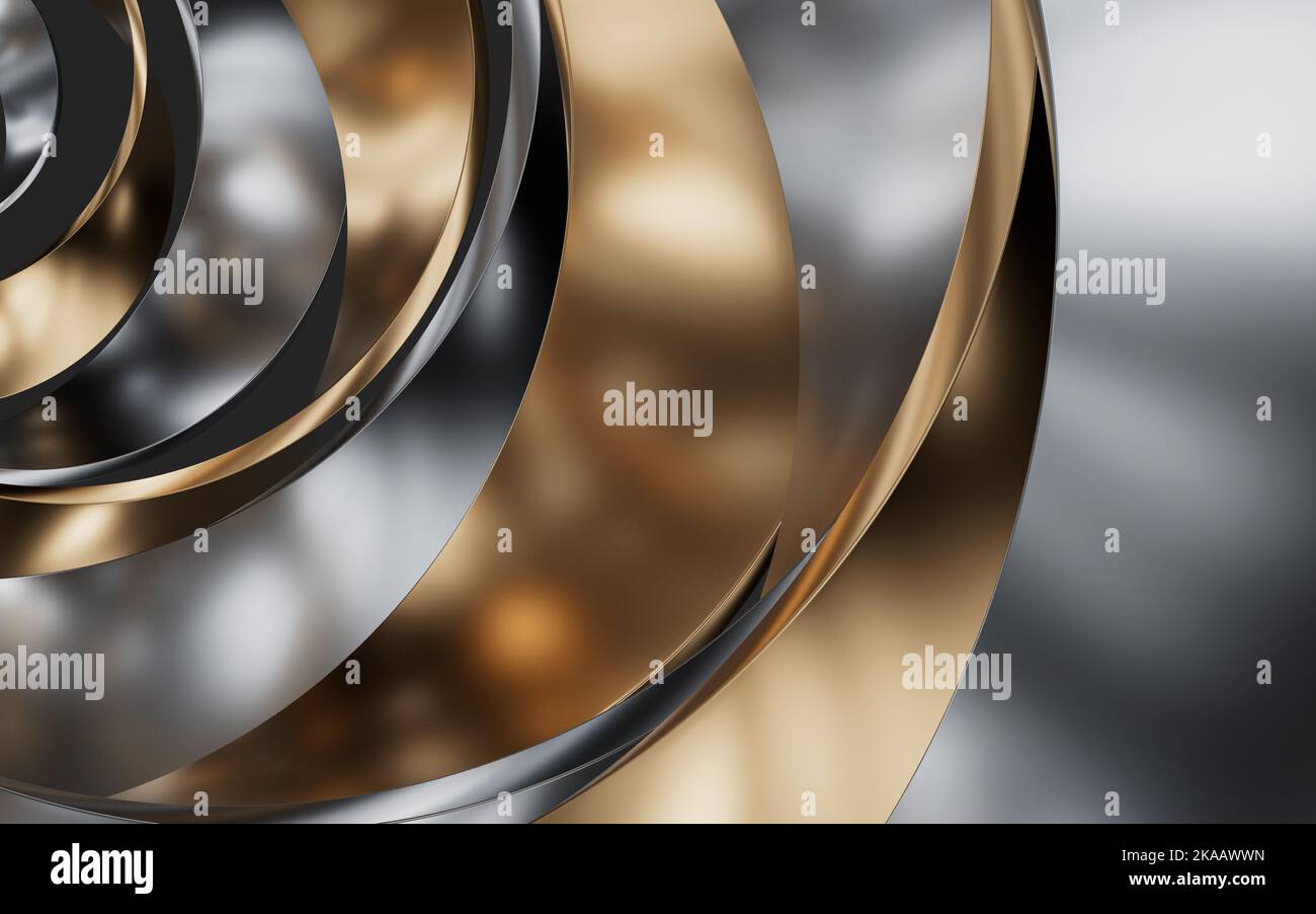 Metallic curve geometry background, 3d rendering. Computer digital ...