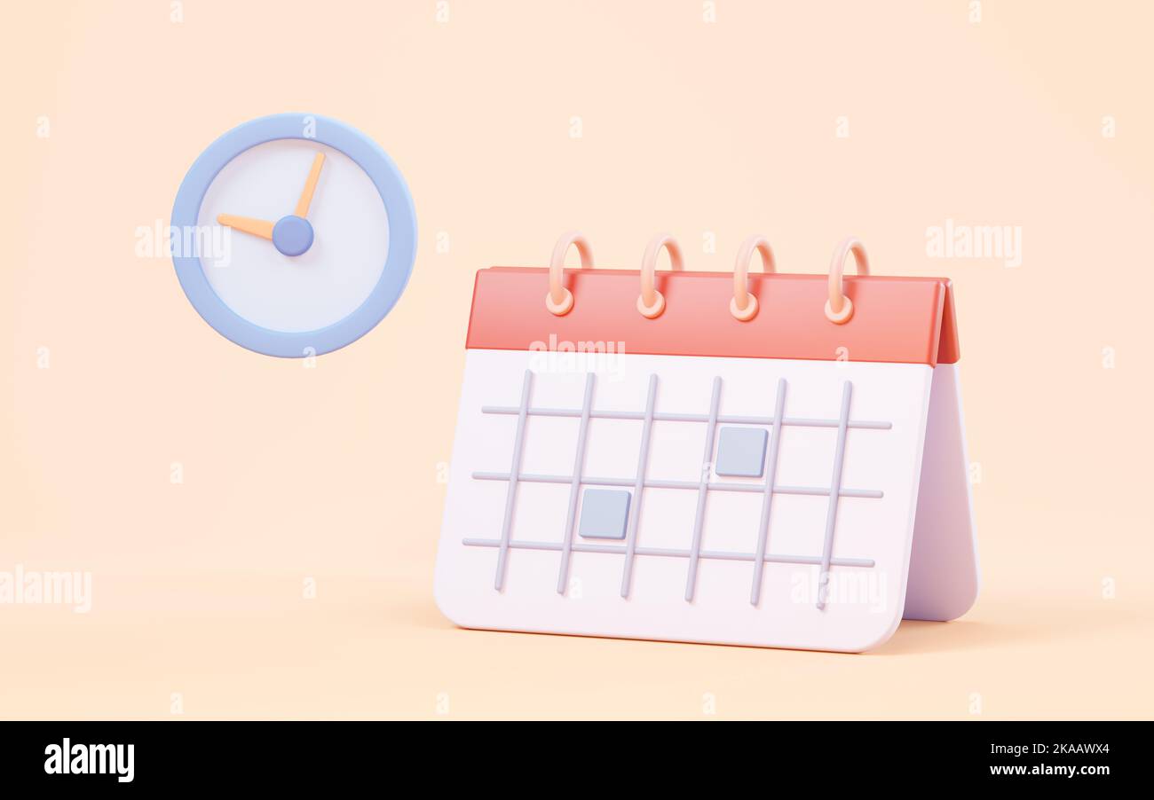 Cartoon style calendar, 3d rendering. Digital drawing Stock Photo - Alamy