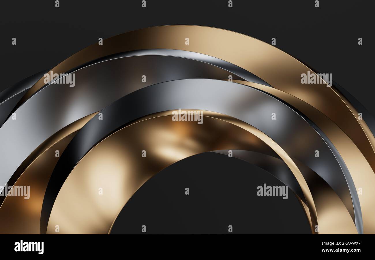 Metallic curve geometry background, 3d rendering. Computer digital ...