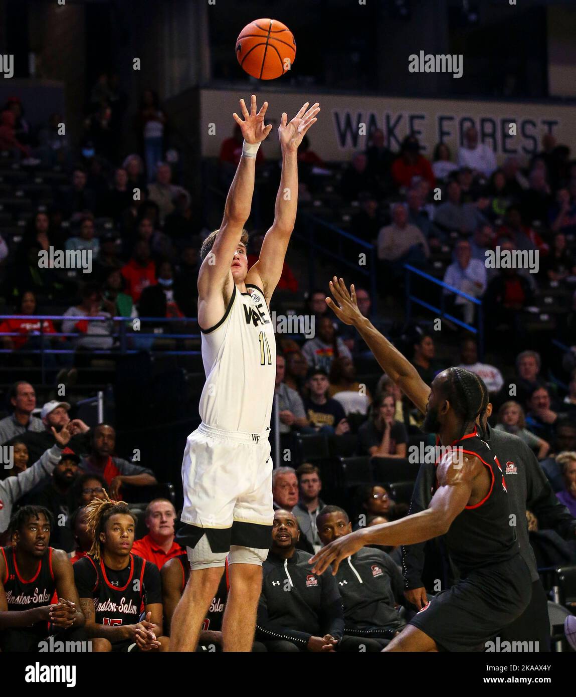 November 1, 2022: Wake Forest junior Andrew Carr (11Â ) takes a 3 point ...