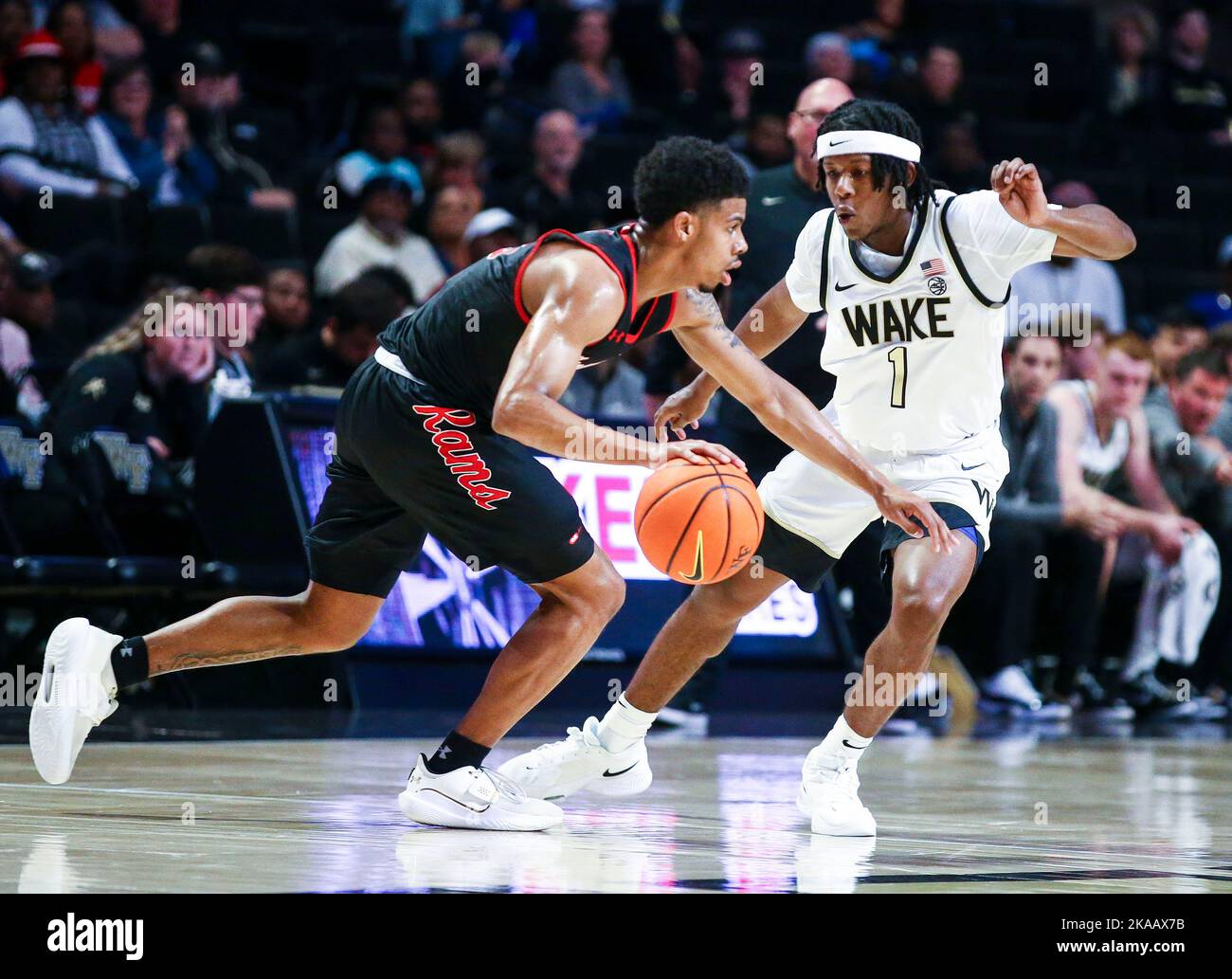 November 1, 2022: Wake Forest graduate Tyree Appleby (1) plays defense ...