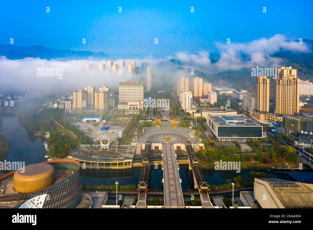 Aerial photos show the sea of clouds landscape in High-tech Industrial ...