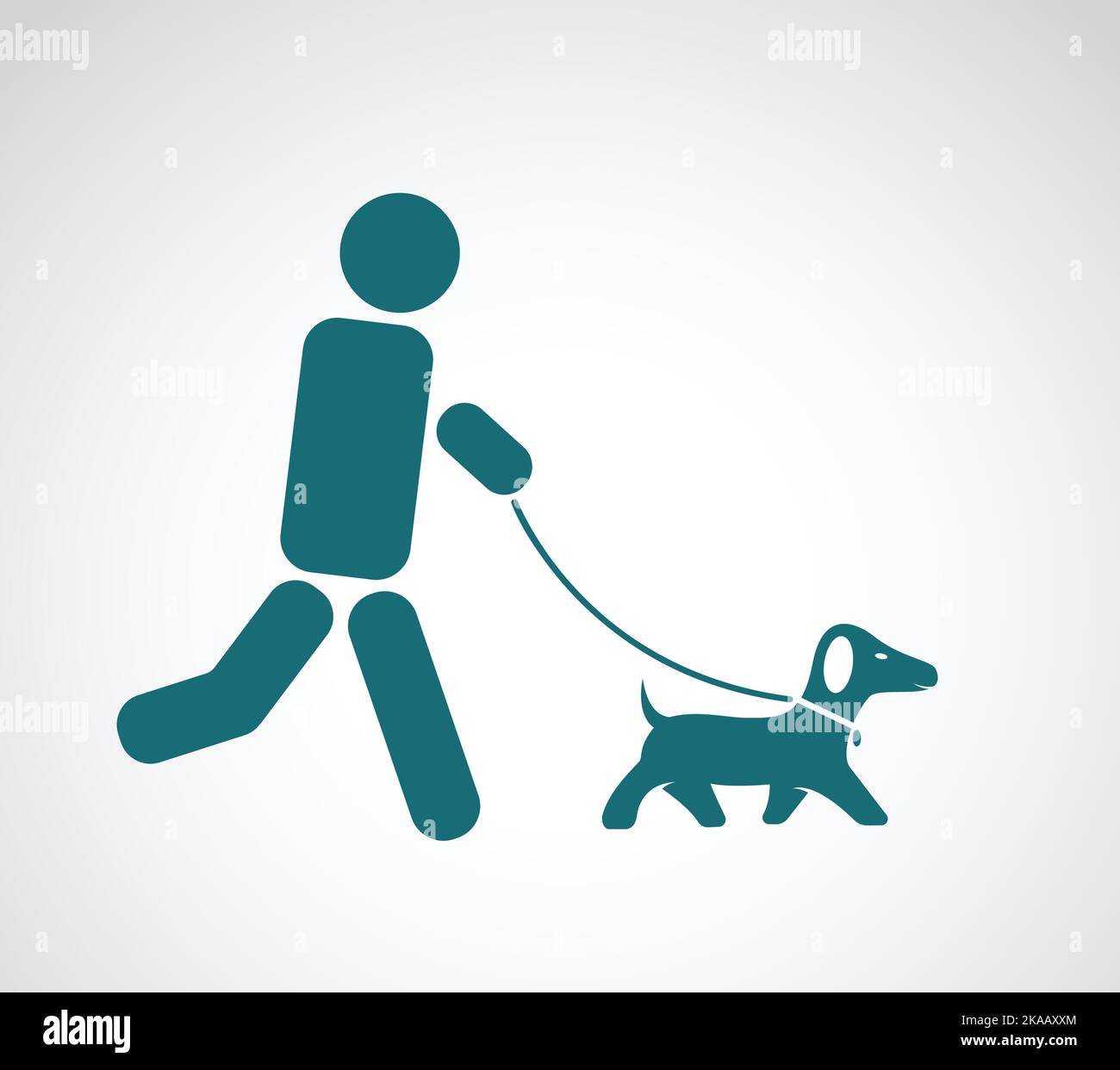 Silhouette man walking dog on Stock Vector Images - Alamy