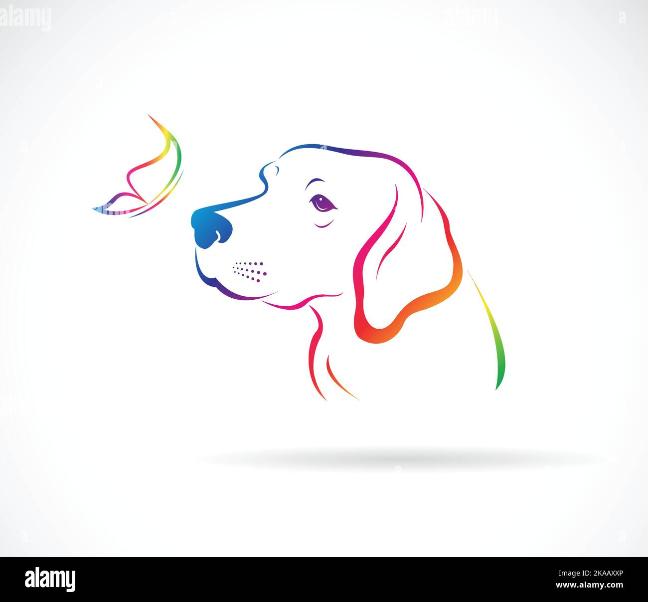 Vector of dogs(labrador) and butterflies on white background. Pet ...