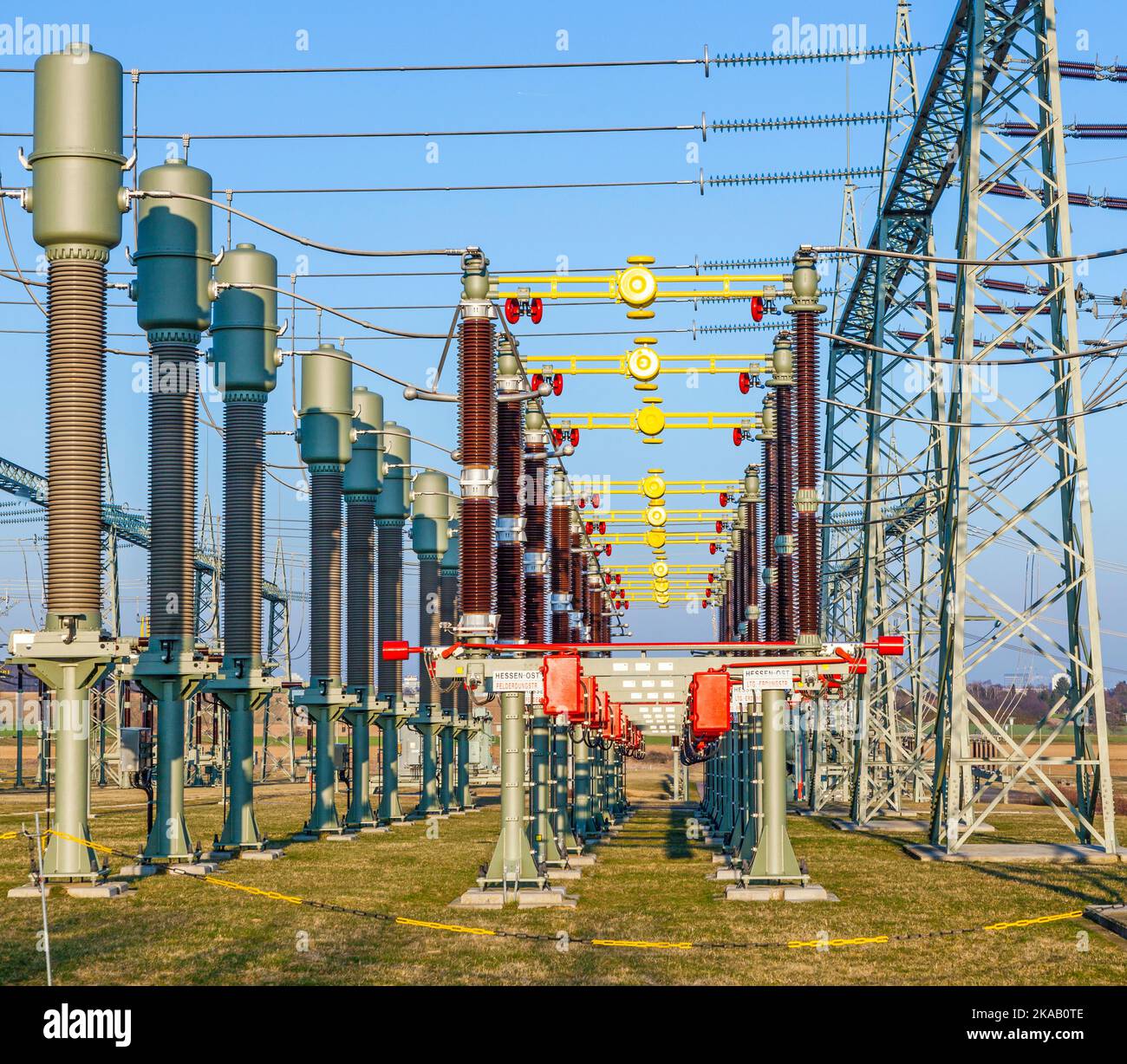 transformer station in rural landscape with blue sky Stock Photo - Alamy