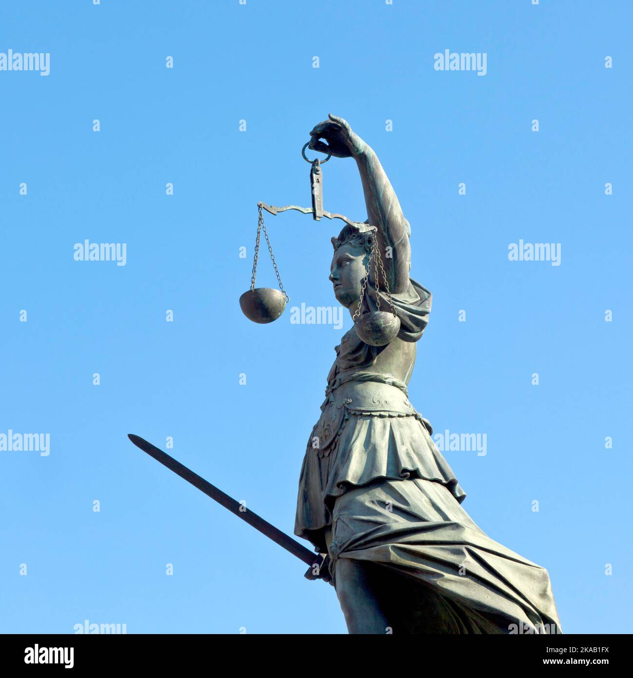 Statue of Lady Justice in front of the Romer in Frankfurt - Germany ...