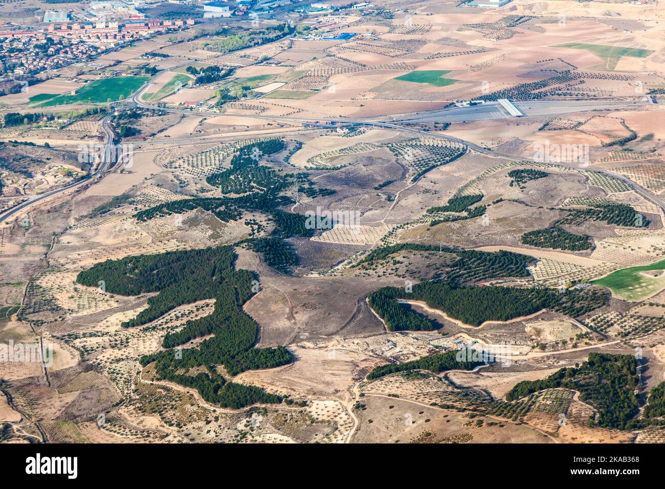 aerial of countryside and fields around madrid at daytime Stock Photo ...