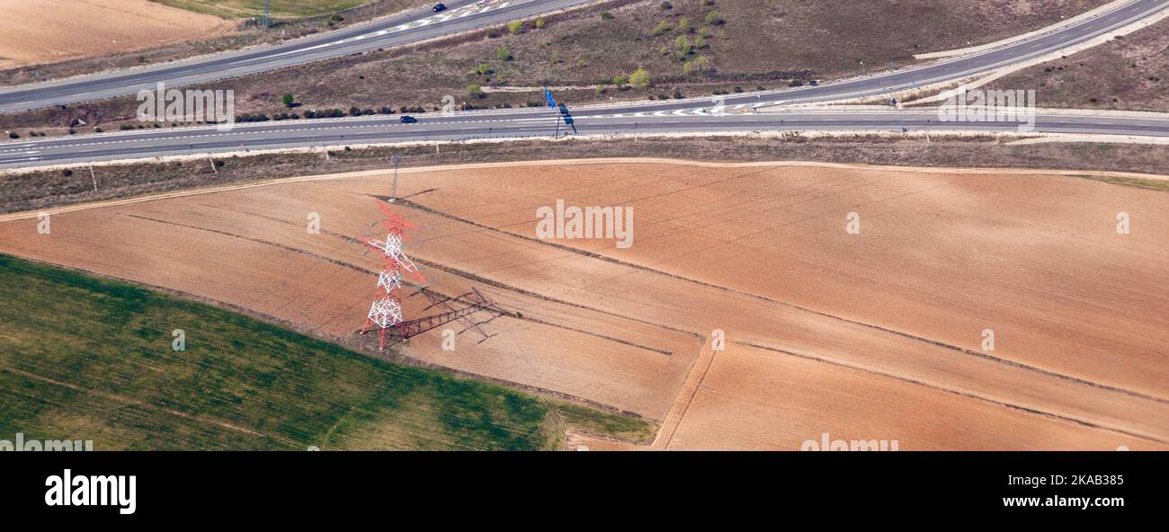 aerial of electrical pylon in rural area Stock Photo - Alamy