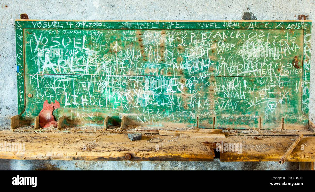 old chalk board in abandoned factory Stock Photo - Alamy