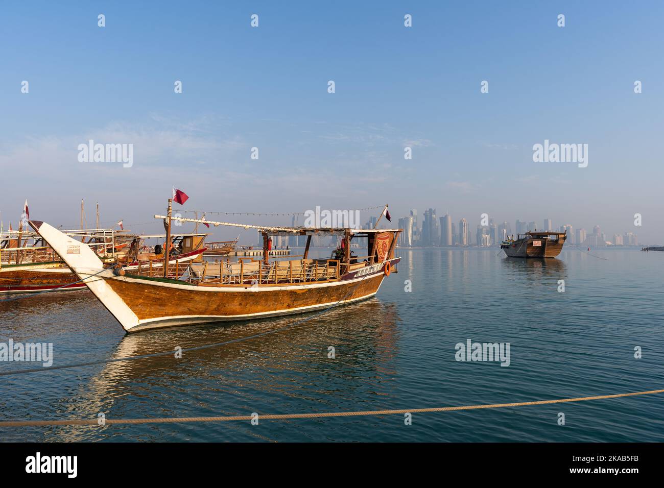 Traditional arabic dhow in Doha corniche, Qatar Stock Photo - Alamy