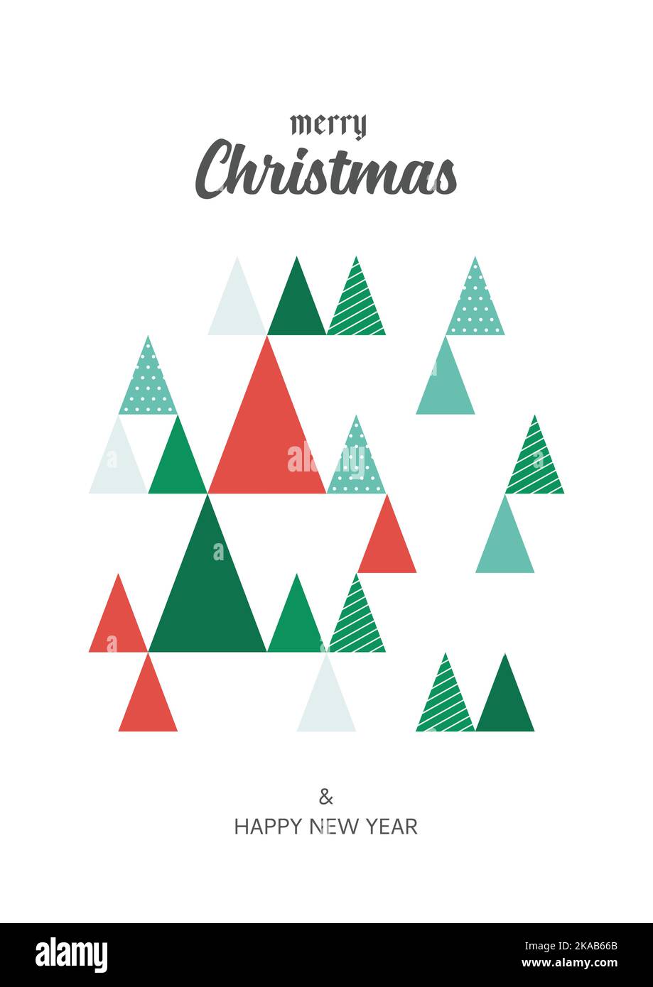 Merry Christmas poster with triangle pattern decoration. Greeting card ...