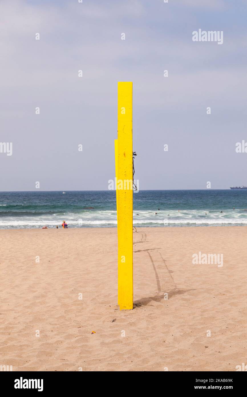 volleyball post at the beach in blue Stock Photo - Alamy