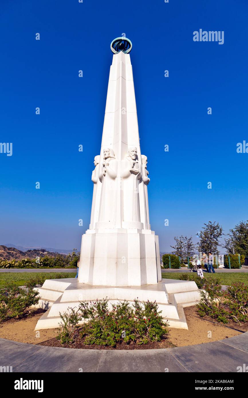 memorial of famous scientists at Griffith observatory in Los Angeles ...