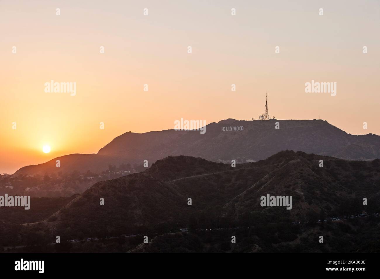 sunset in hollywood mountains Stock Photo - Alamy