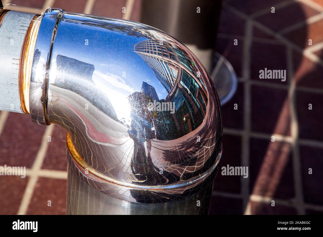 chrome fire hydrant downtown San Diego with reflections of skyscraper ...