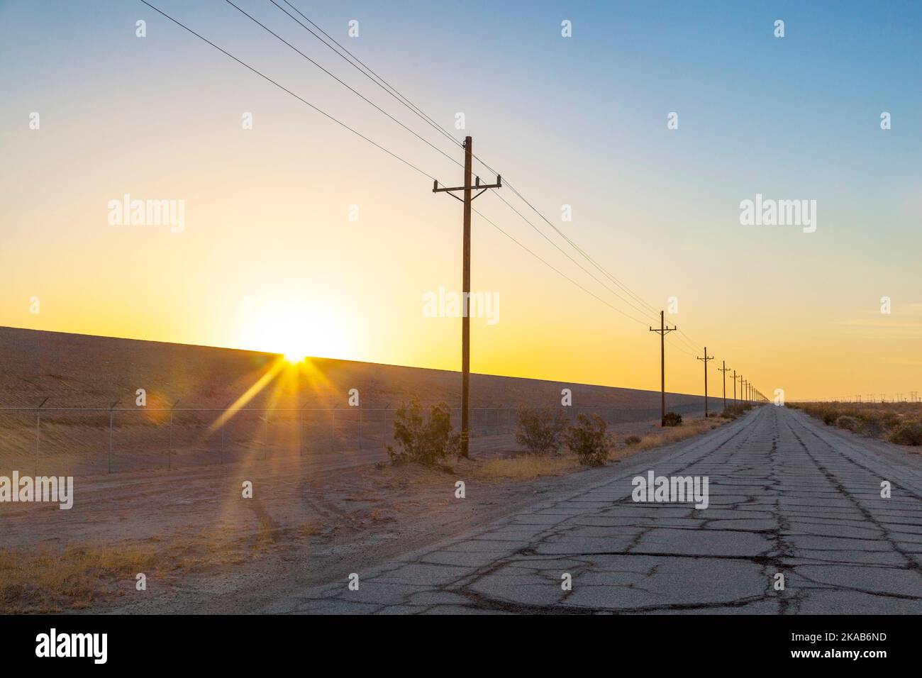 sunrise with electrical overland line Stock Photo - Alamy