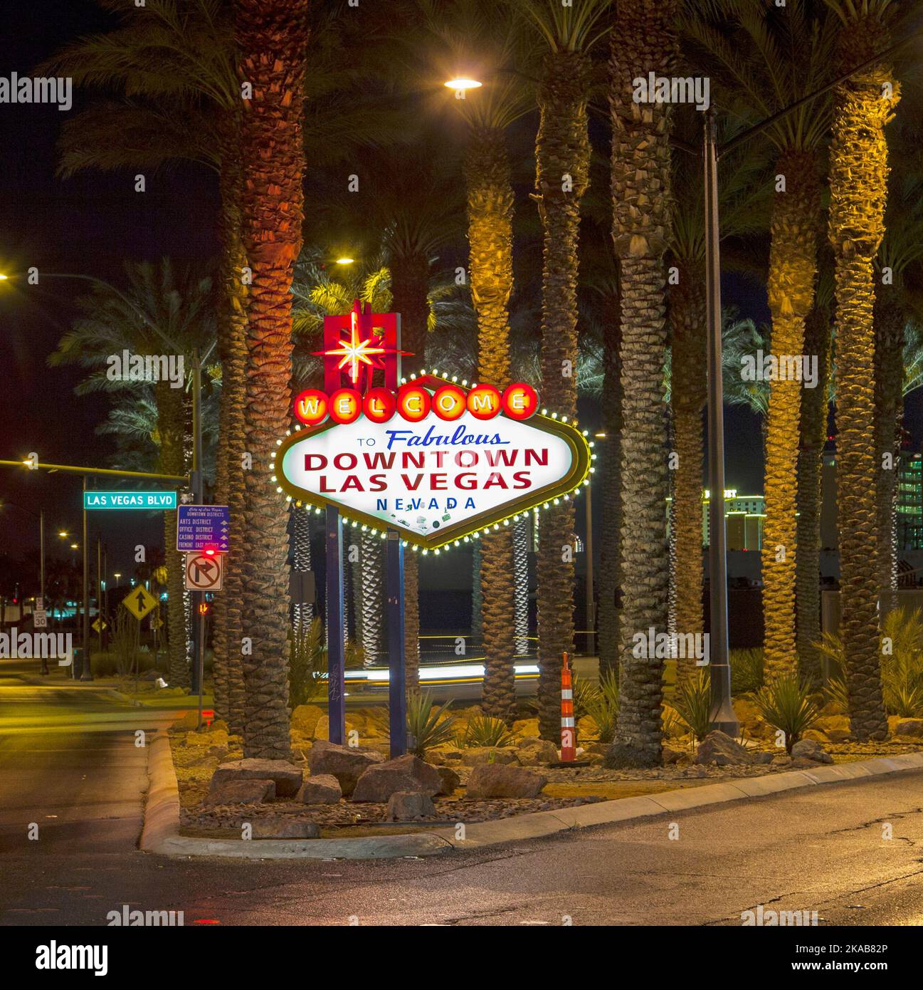 The downtown Las Vegas sign at night Stock Photo - Alamy