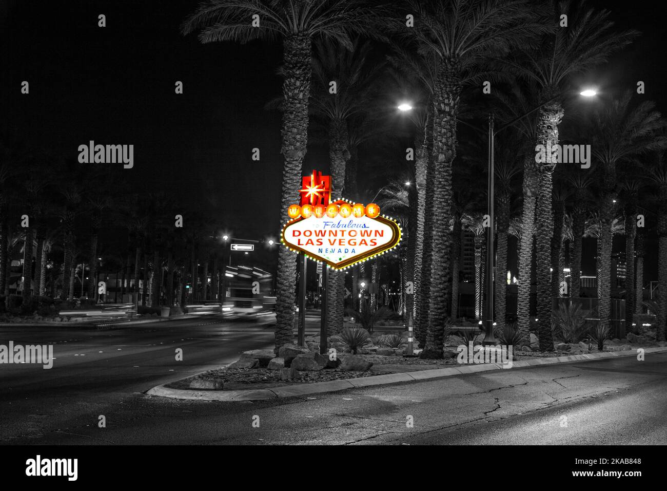 The downtown Las Vegas sign at night Stock Photo - Alamy