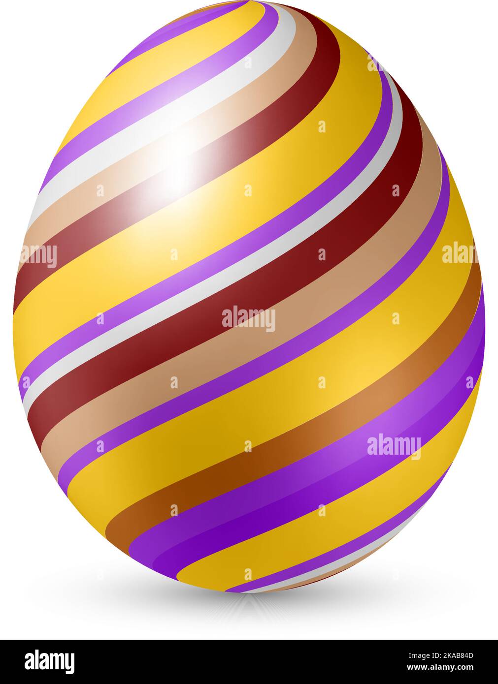 Easter Egg with Strips Pattern Texture - Standing Vertically on White ...