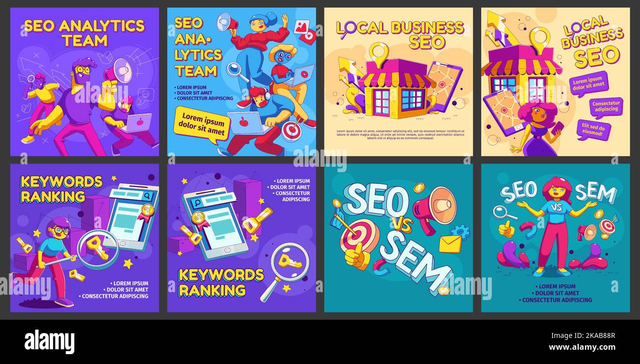 Social media templates, post, sem, local business, seo analytics team ...