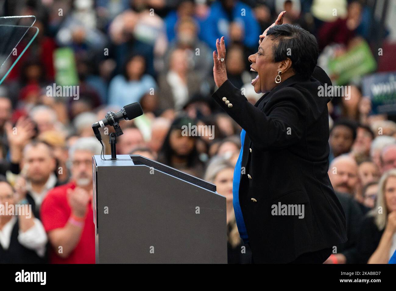 National Education Association President Rebecca Pringle speaks during ...