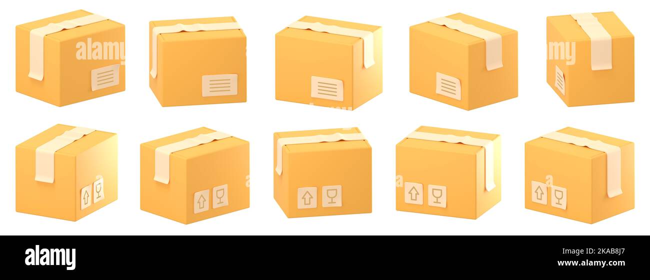 Brown cardboard boxes, carton packages of parcels, post and orders in ...