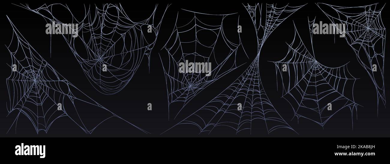 Spider web Halloween set, cobweb, spooky insect net collection design ...