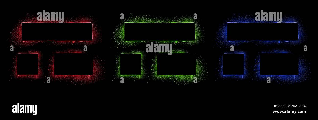 Spray paint frames, colour brush stencil graffiti borders square and ...