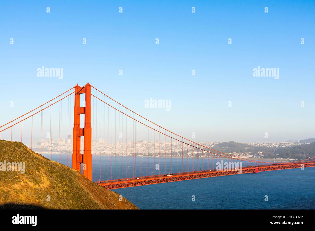 famous San Francisco Golden Gate bridge in late afternoon light Stock ...