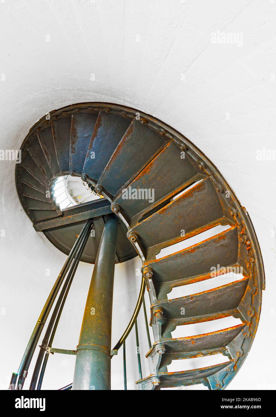 historic staircase inside famous Point Arena Lighthouse in California ...