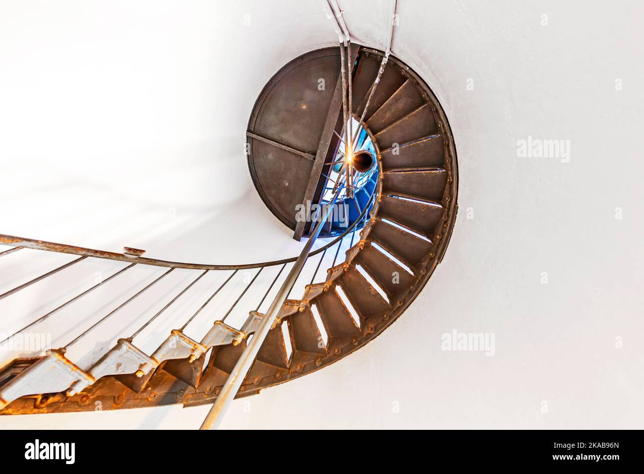 historic staircase inside famous Point Arena Lighthouse in California ...
