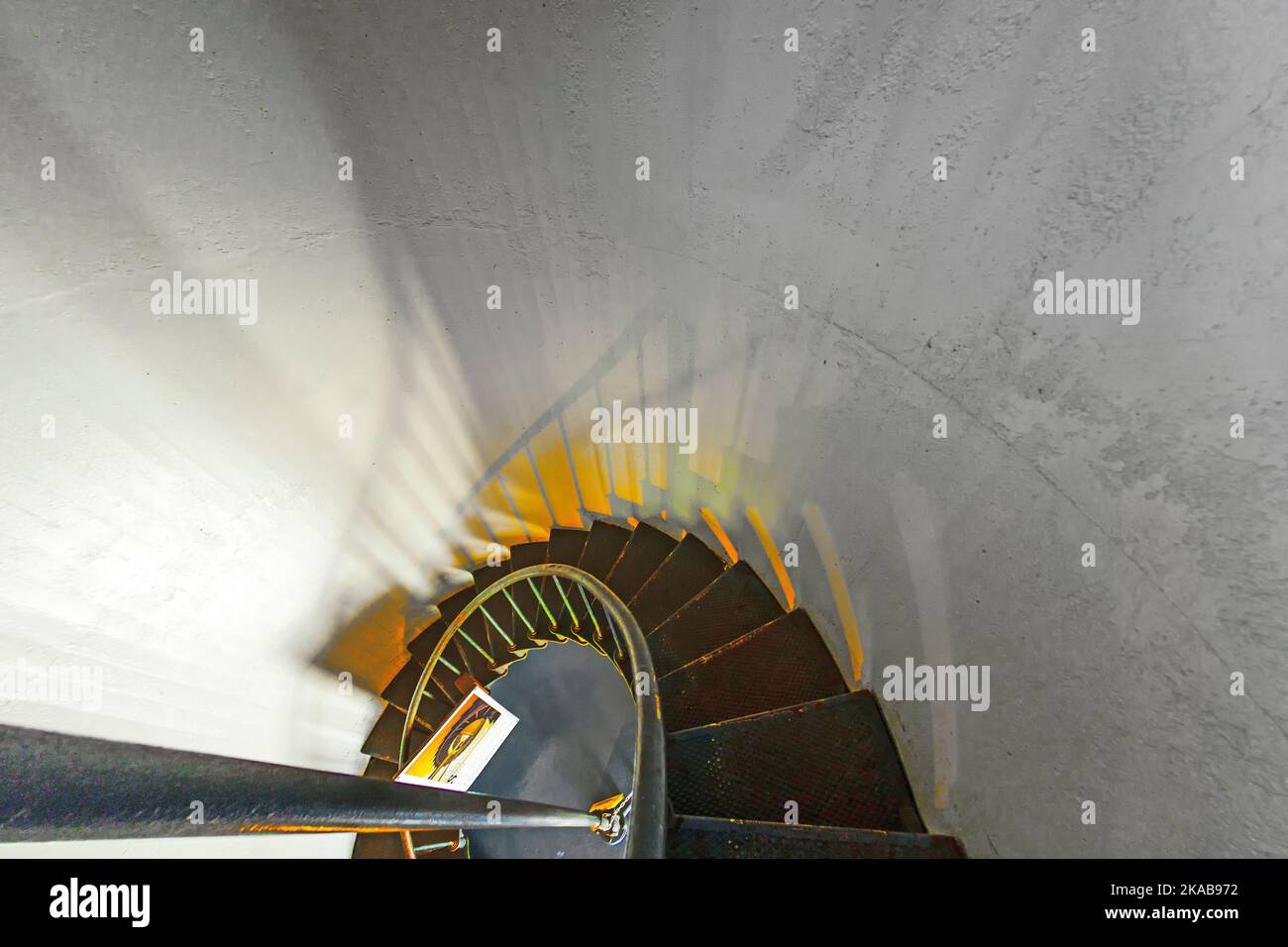 historic staircase inside famous Point Arena Lighthouse in California ...