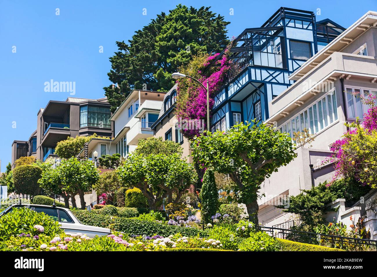 View of Lombard Street, the crookedest street in the world, San ...