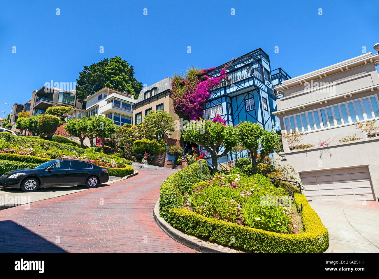 View of Lombard Street, the crookedest street in the world, San ...