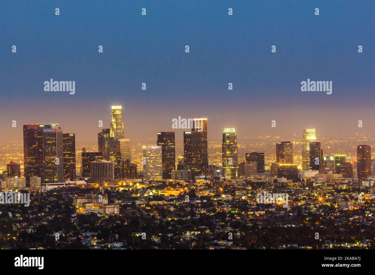 Beautiful scenic panoramic view cityscape los angeles by night hi-res ...