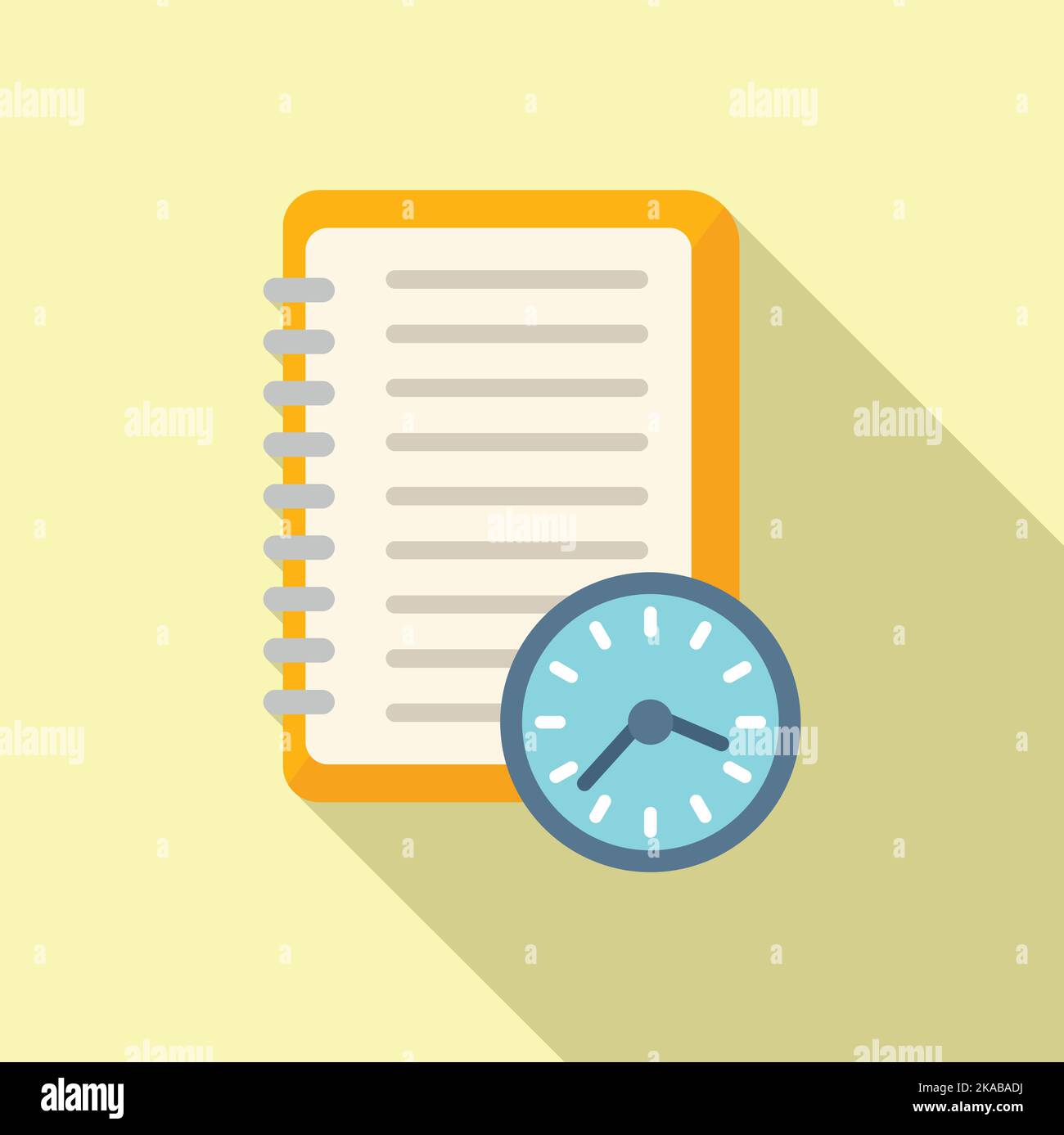 Timer notebook icon flat vector. Work project. Task schedule Stock ...