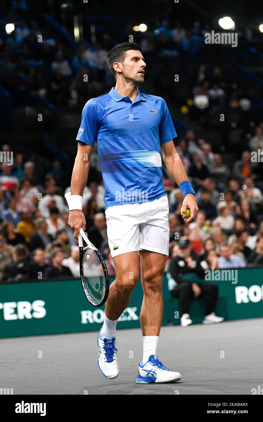 Paris, France. 01/11/2022, Novak Djokovic of Serbia during the Rolex ...