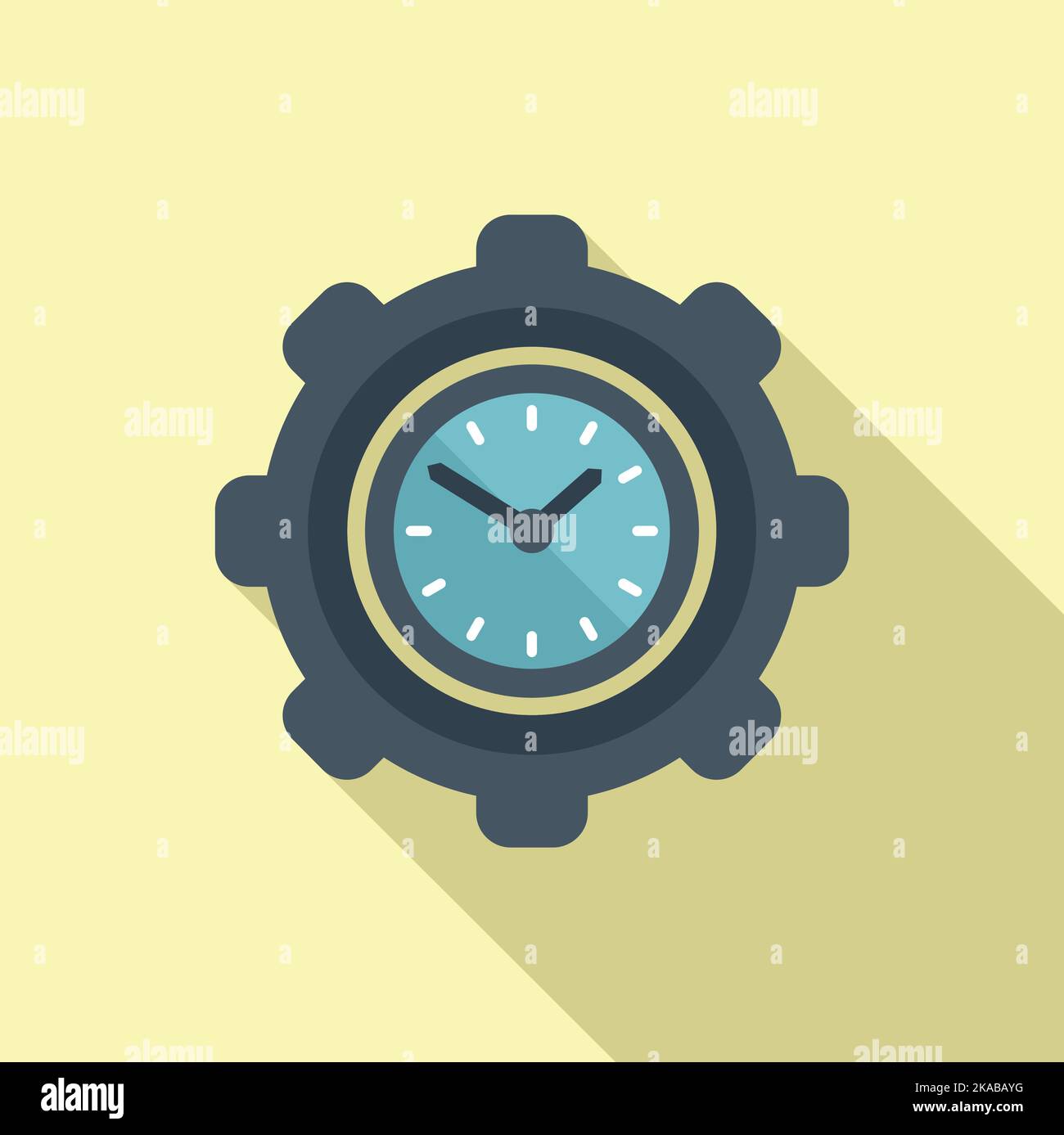 Gear time icon flat vector. Clock project. Schedule team Stock Vector ...