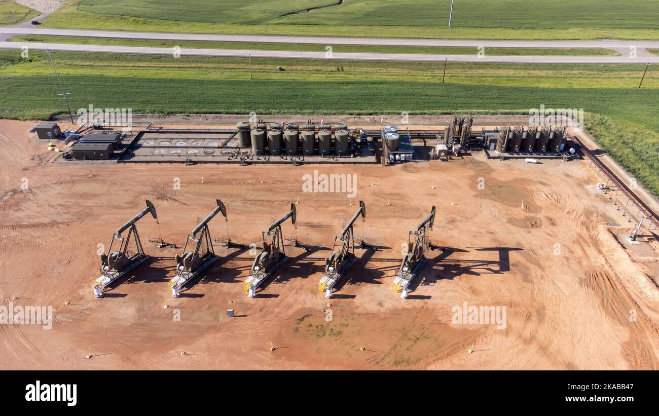 Hydraulic fracturing, Fracking site, East Fork, North Dakota Stock ...