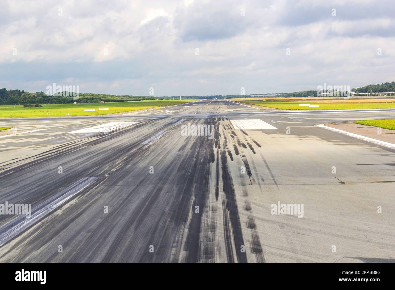 detail of runway with pattern of wheels in the touch down zone Stock ...