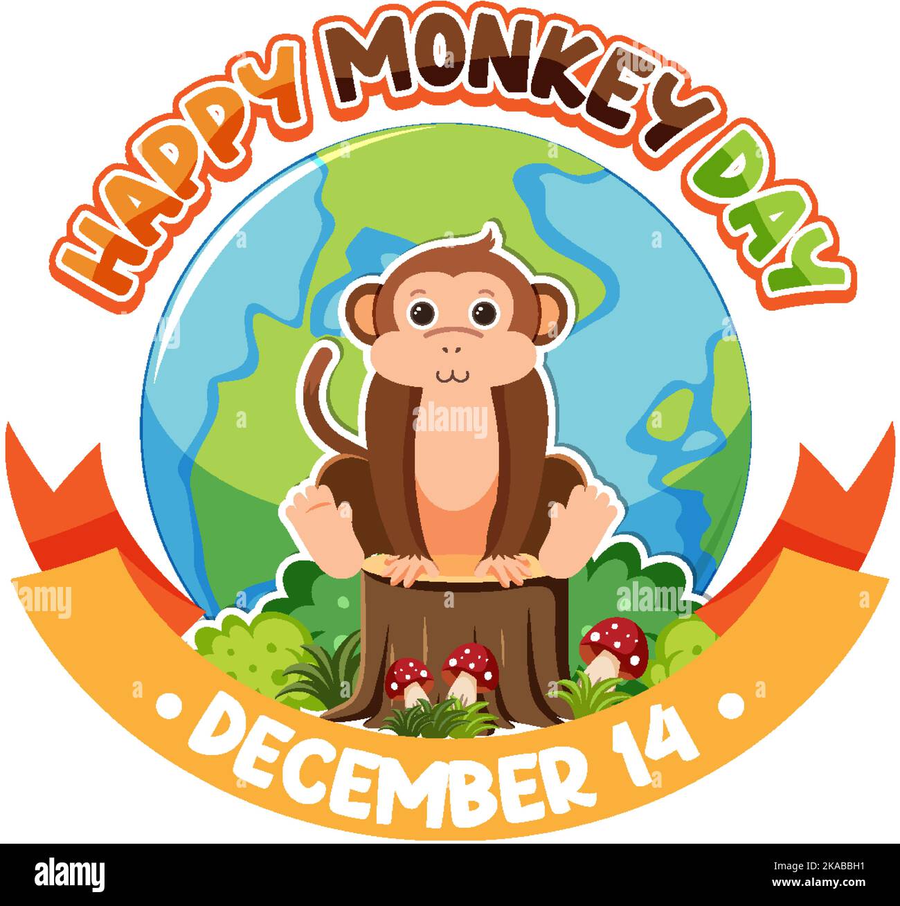 Monkey day text for banner or poster design illustration Stock Vector ...
