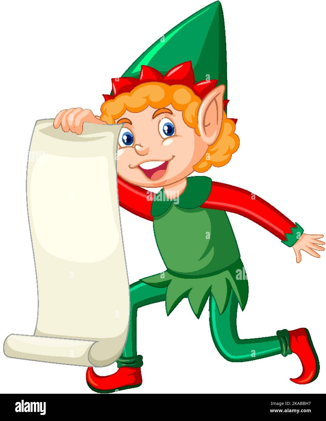 Cute kid wearing elf costume cartoon illustration Stock Vector Image ...